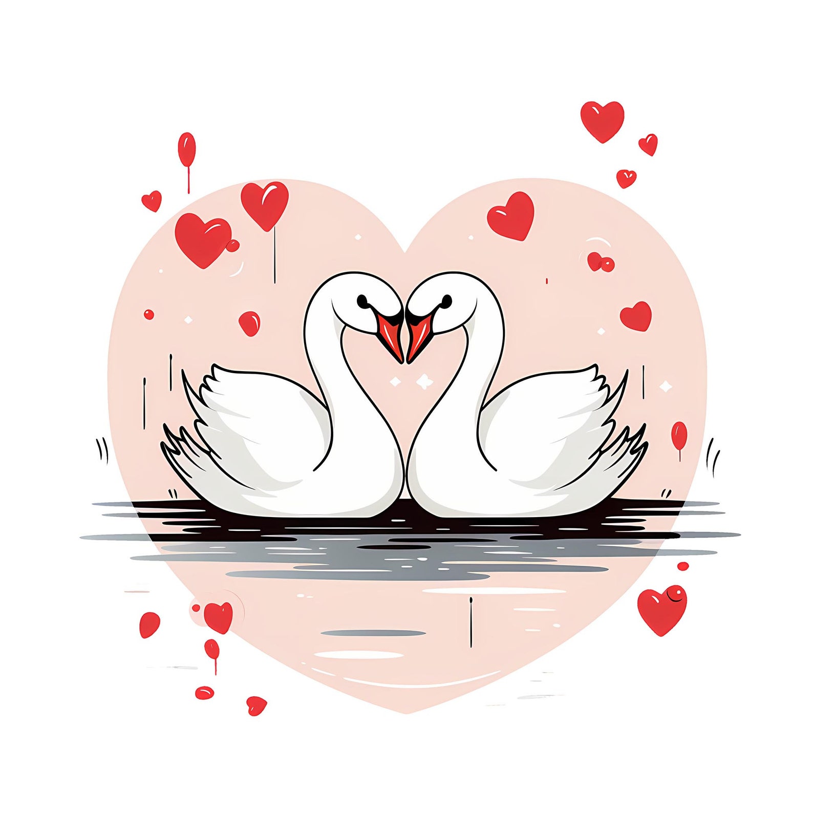 Happy Swans Watercolor PNG Clipart, Romantic Cards Swans Set, Love ...