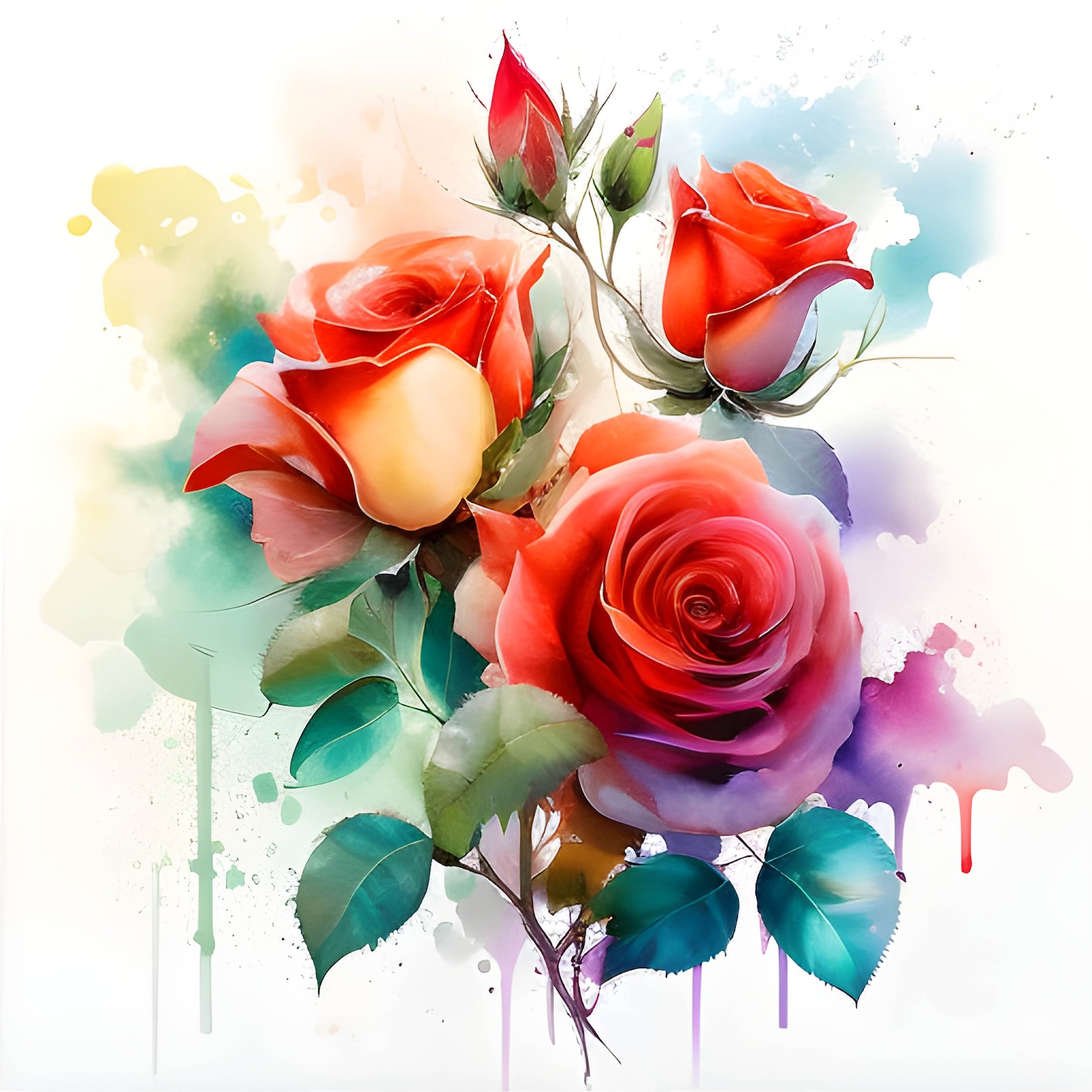 Red Rose Watercolor Clipart Watercolor Floral (Instant Download) - Etsy