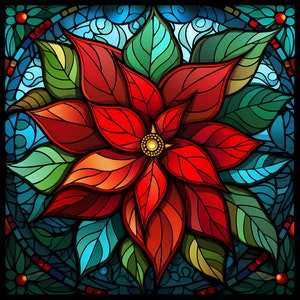 Stained Glass Poinsettia Clipart, Floral Clipart, Poinsettia Set ...