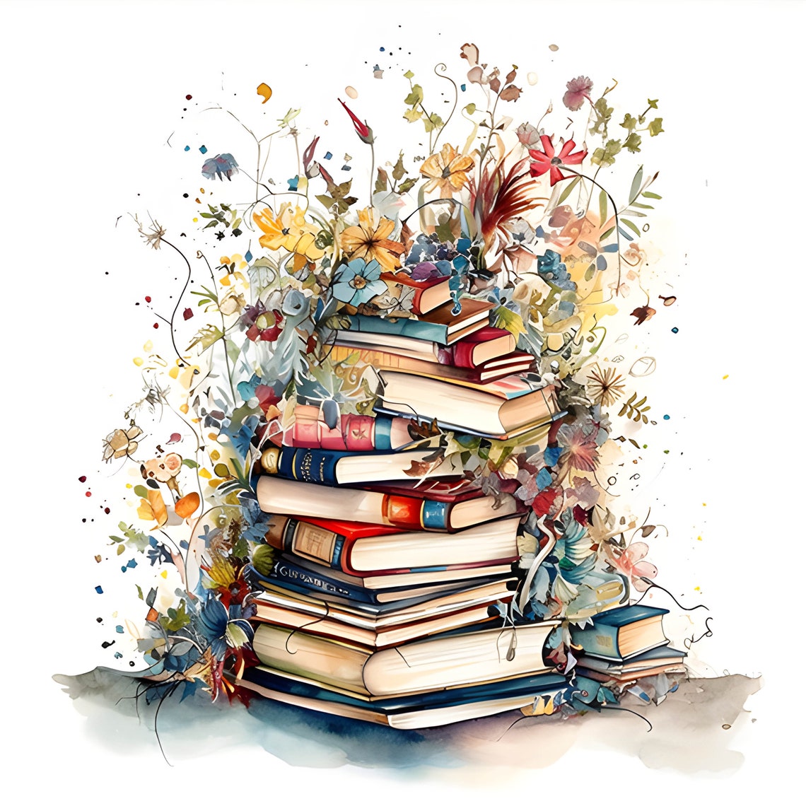 Watercolor Stack of Fantasy Books Clipart Fantasy Books and - Etsy