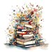 Watercolor Stack of Fantasy Books Clipart, Fantasy Books and Flowers ...