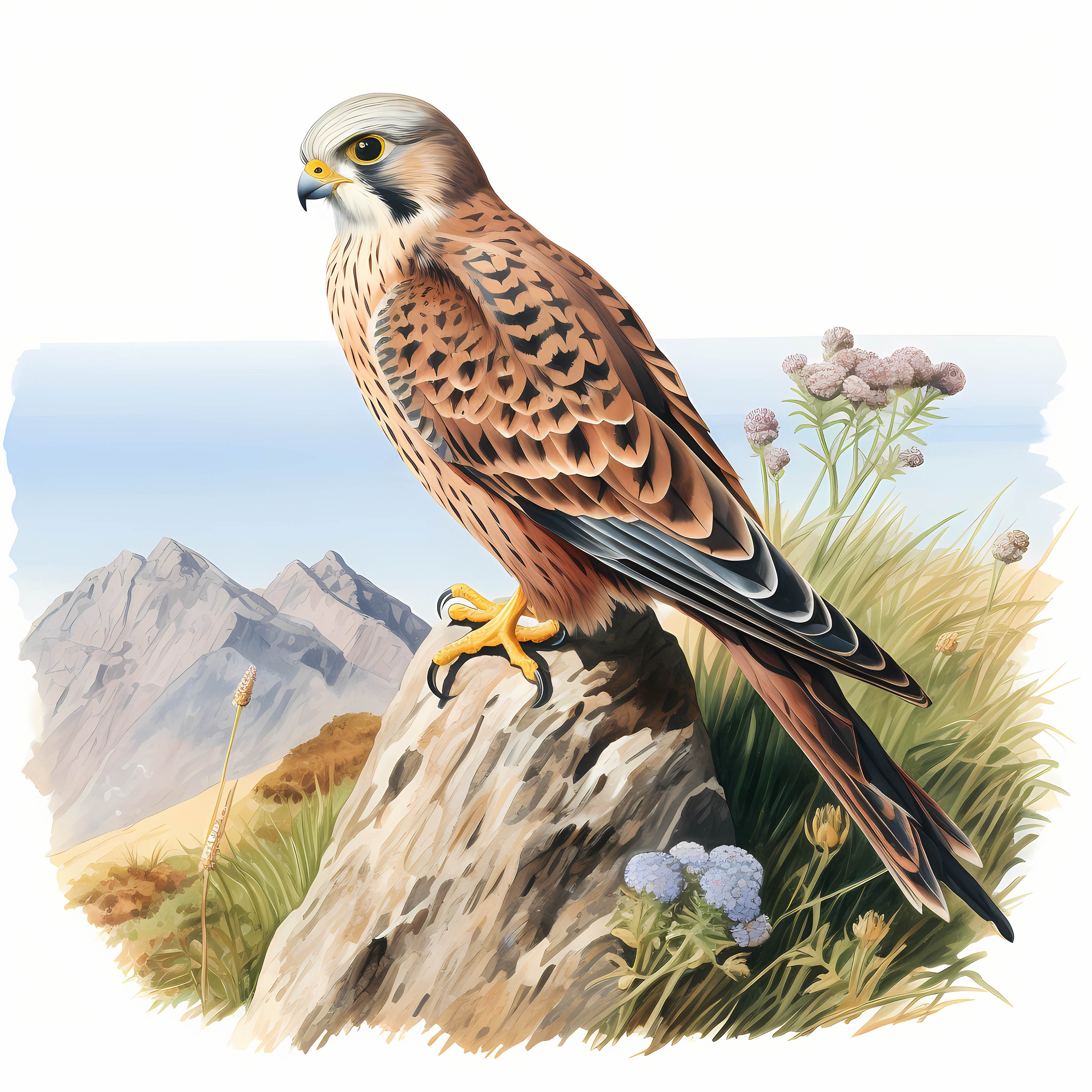 Kestrel Watercolor Clipart Bundle, Cute Colorful Kestrel Set, Nursery ...