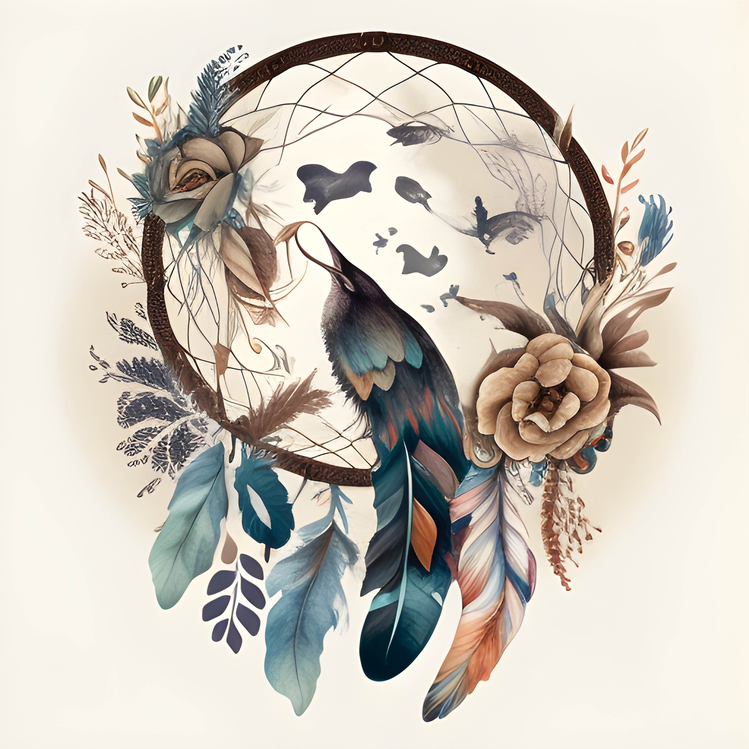 Boho Watercolor Dreamcatchers Clipart Tribal Feathers Boho - Etsy