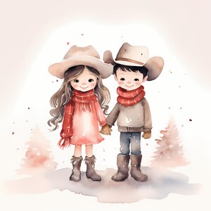 Watercolor Cowboy Kids Clipart, Western Cute Cowboy Kids Illustration ...