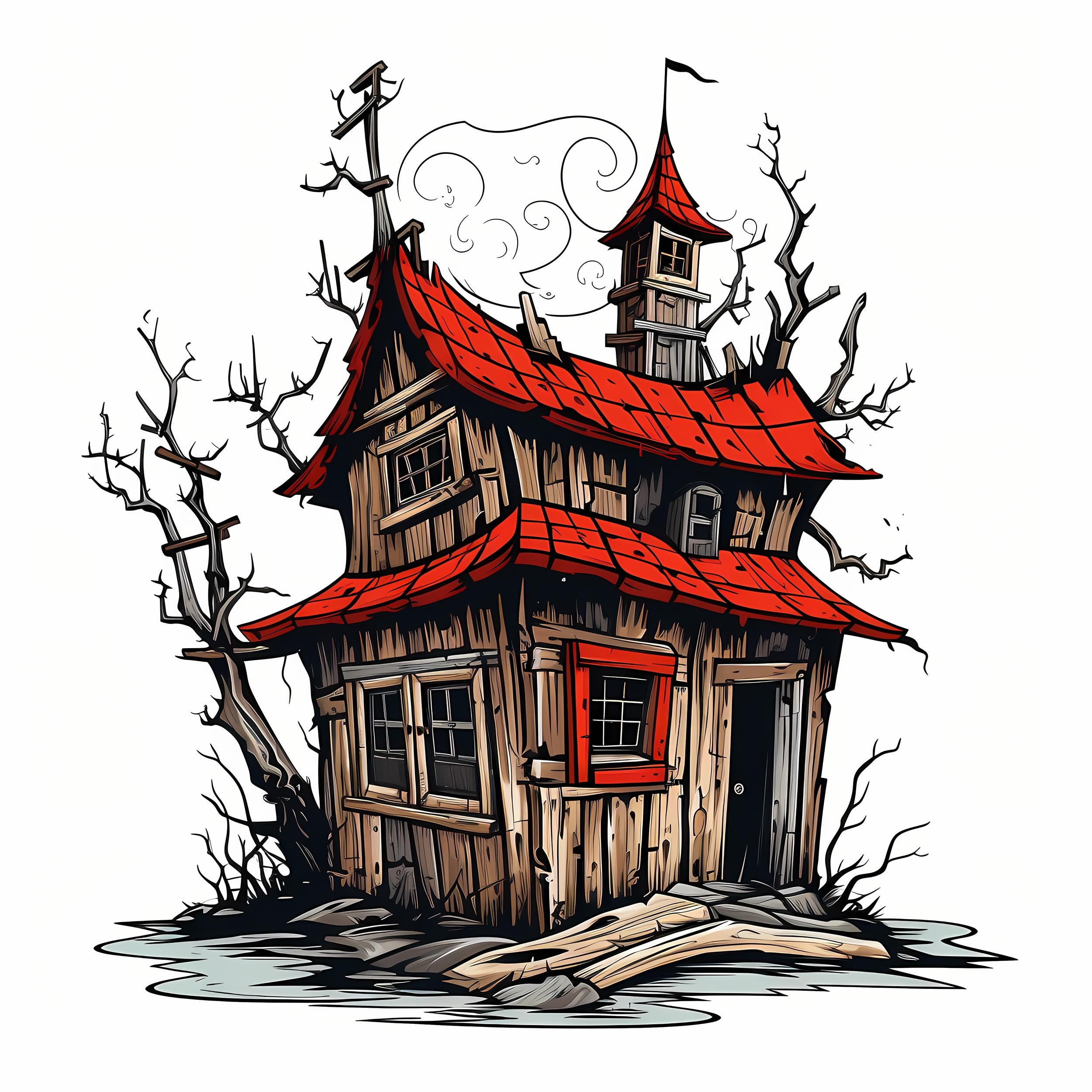 Halloween Baba Yaga House Watercolor Clipart Bundle, Minimalist ...