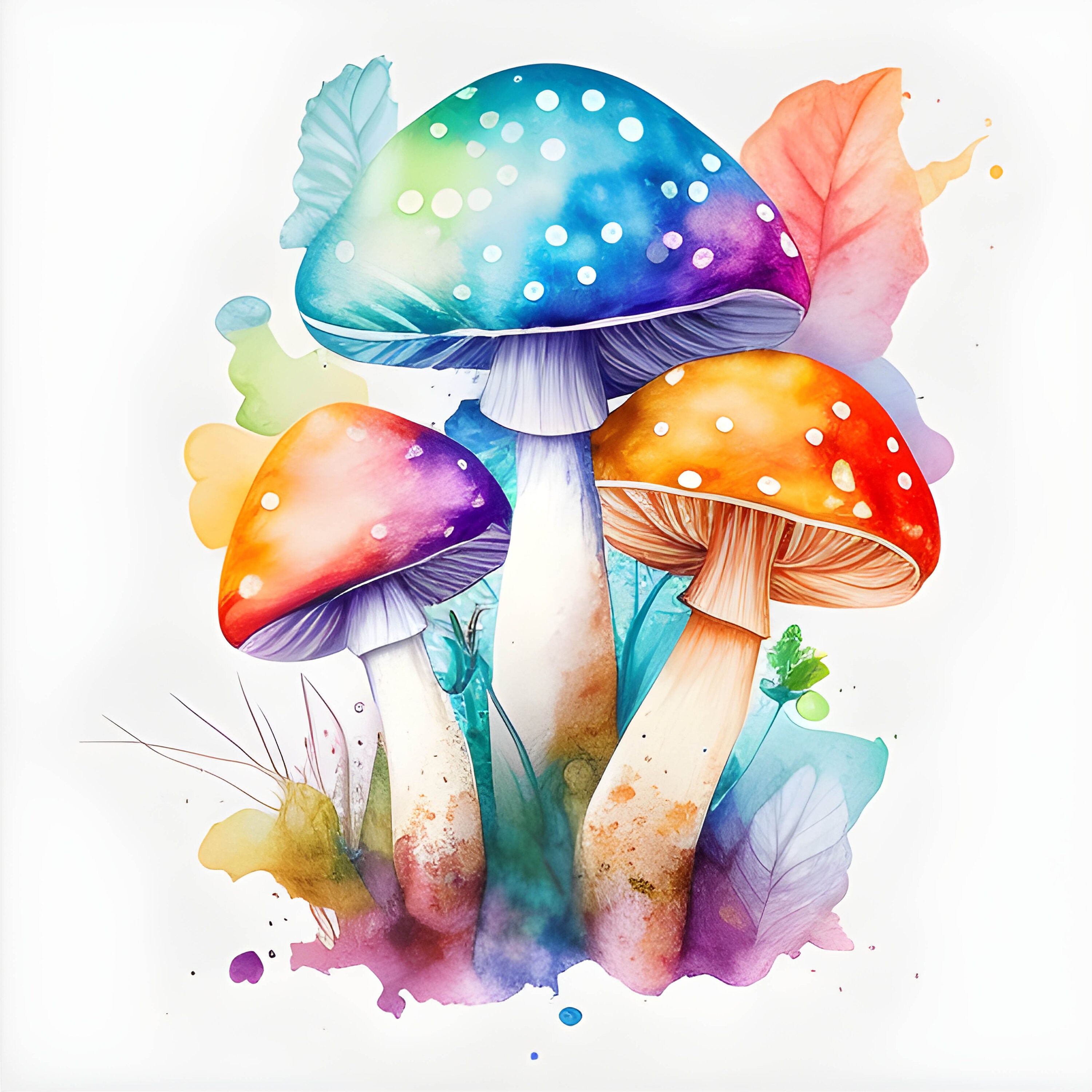 Watercolor Mushrooms Clipart, Cute Forest Nature Toadstool Clipart ...