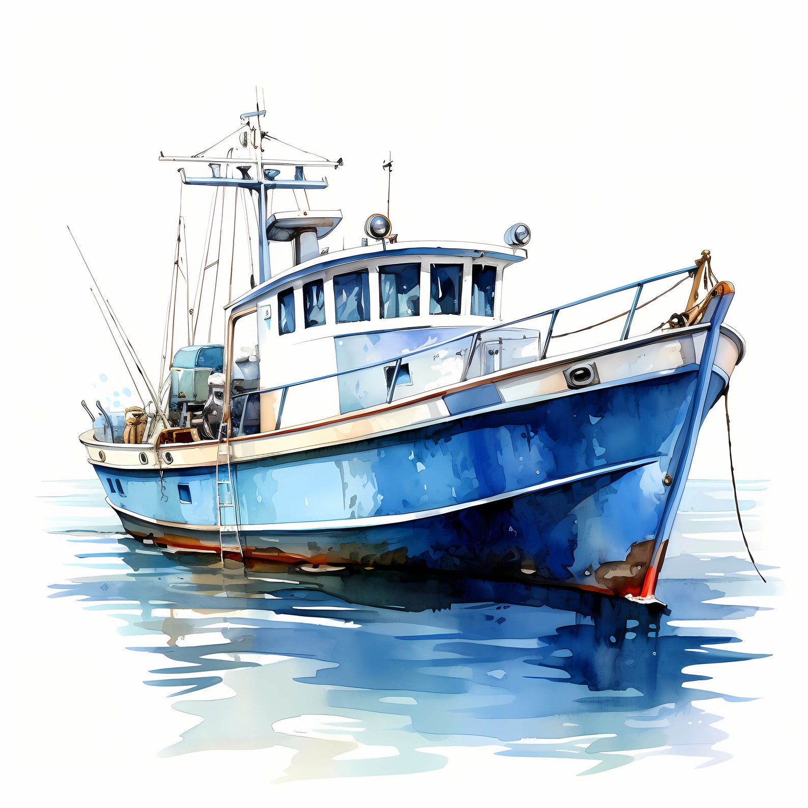 Fishing Boat Watercolor Clipart Bundle, Fishing Boat Watercolor ...