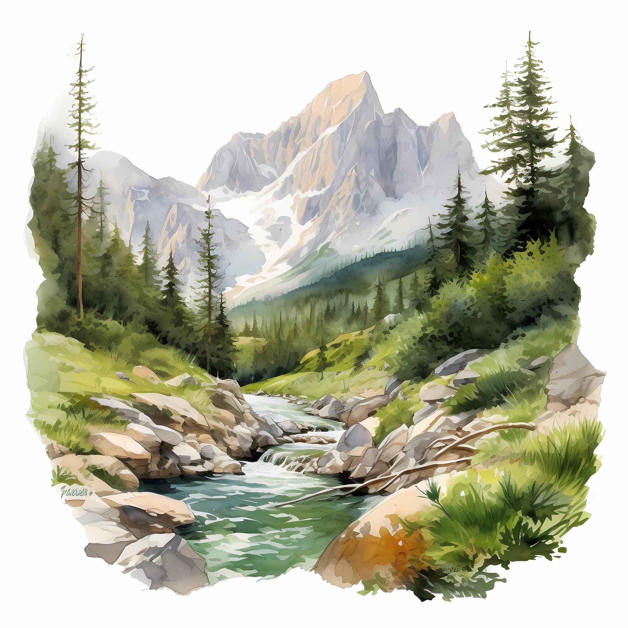 Triglav National Park Watercolor Sketch, Triglav National Park ...