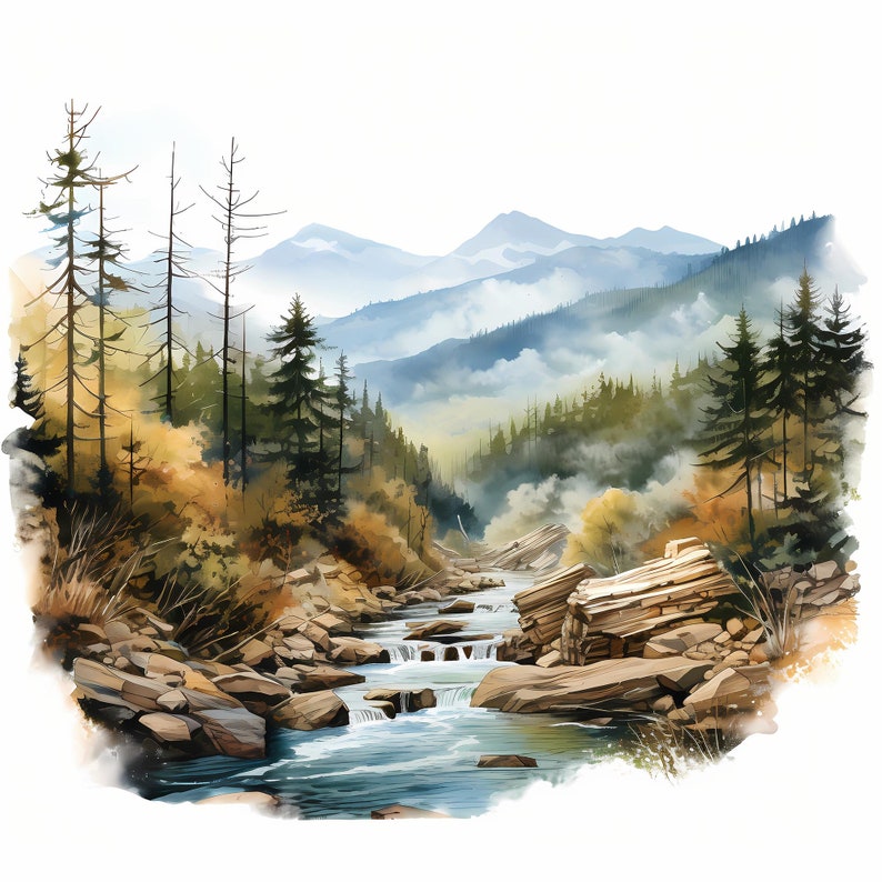 Great Smoky Mountains National Park Watercolor Sketch Art - Etsy