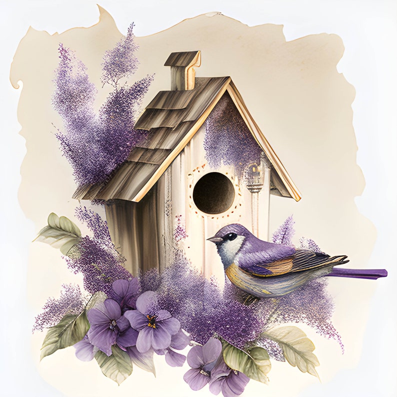 Watercolor Bird Houses Clipart Springtime Cute Colorful - Etsy