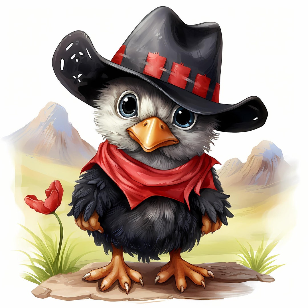 Cute Cowboy Chicken Illustration Bundle, Cowboy Chicken Printable ...