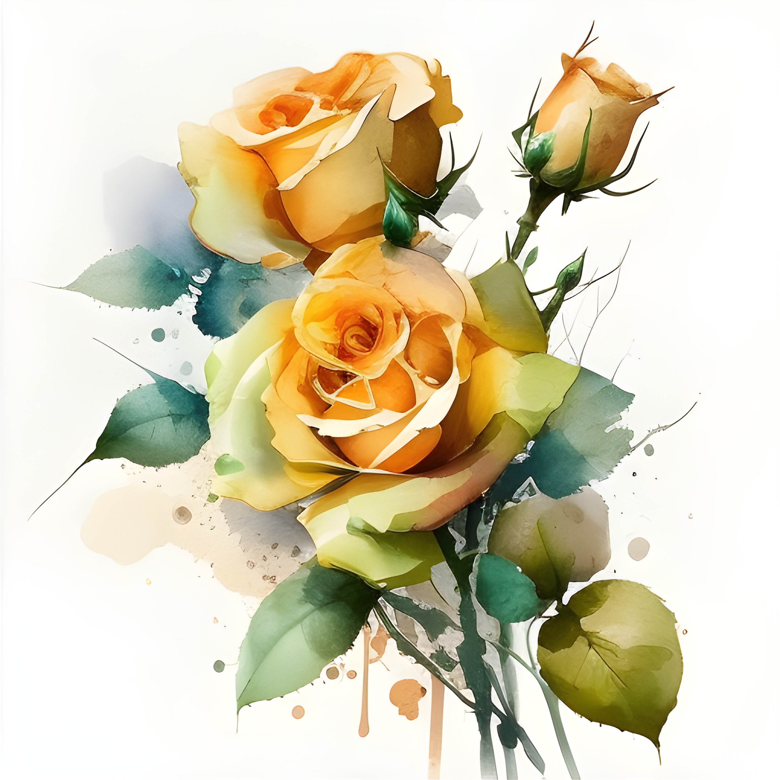 Yellow Rose Watercolor Clipart, Watercolor Floral Clipart, Yellow Rose ...
