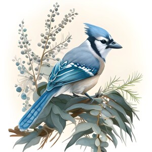 Watercolor Blue Jay Bird Clipart, Blue Jay Bird Set, Cute Colorful Bird ...
