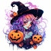Halloween Cute Witch Watercolor Clipart Bundle, Halloween Witch ...