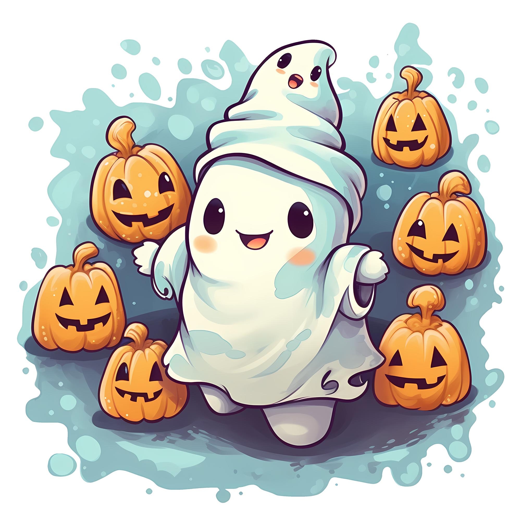 Halloween Cartoon Cute Ghost PNG Clipart Bundle, Halloween Cute Ghost ...