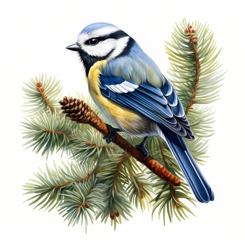 Blue Tit Watercolor Clipart Set, Bird Nursery Art (digital Download) - Etsy