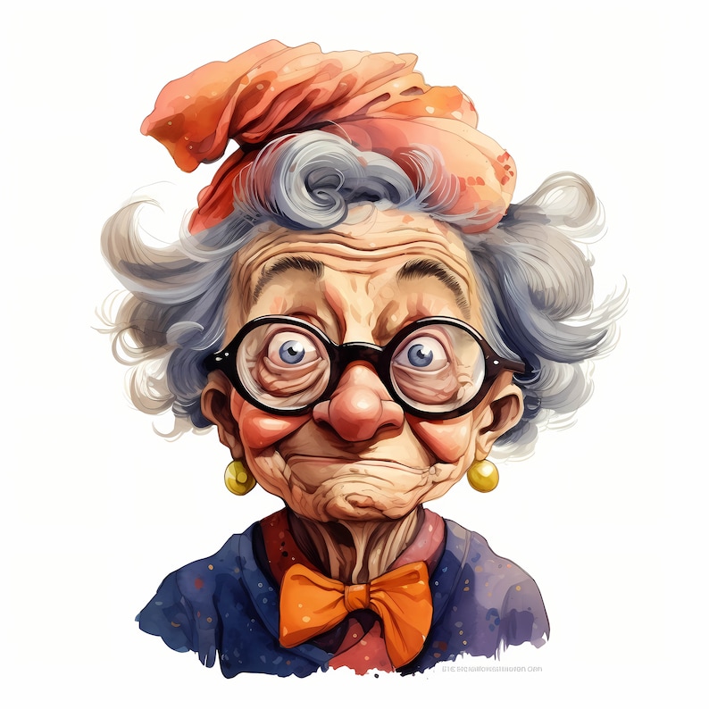 Cute Grandma Clipart Bundle, Funny Grandma Cartoon Family Illustration ...