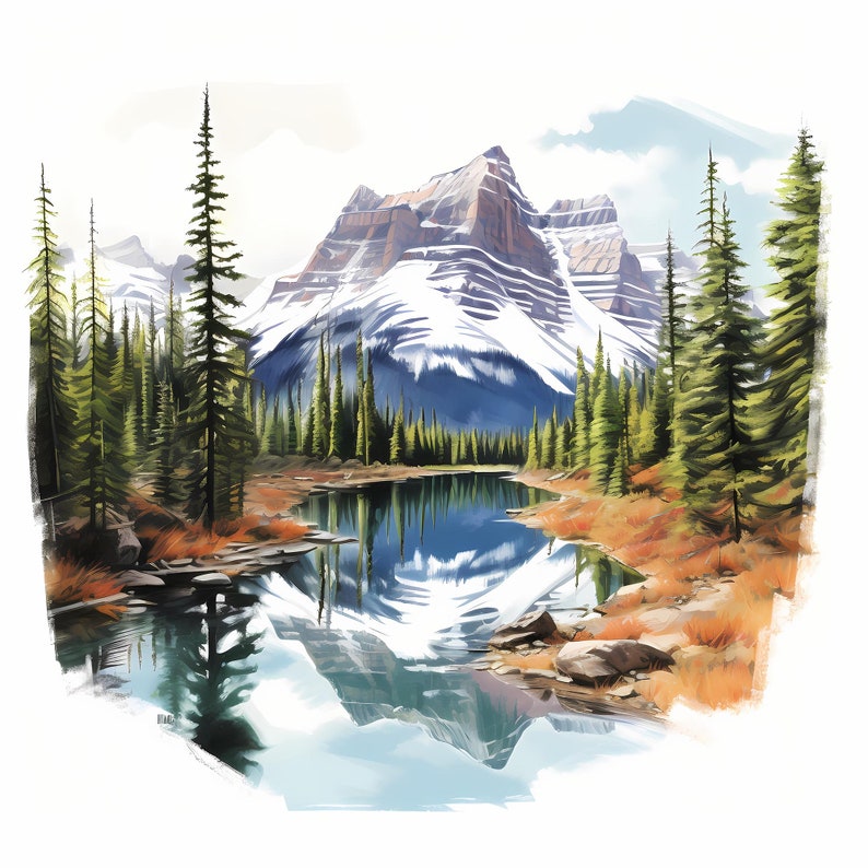Banff National Park Watercolor Sketch Art Bundle Banff - Etsy
