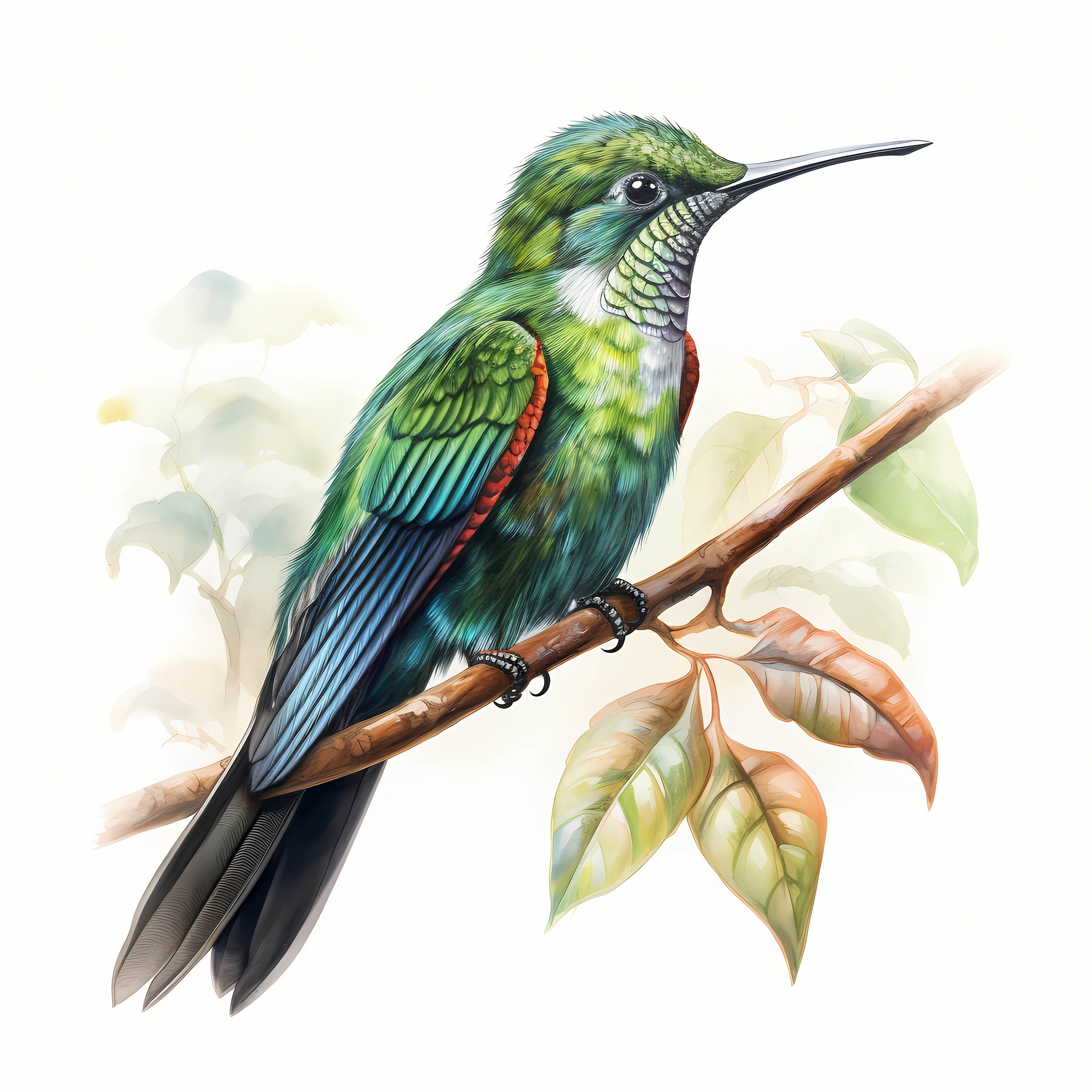 Hummingbird Watercolor Clipart Bundle, Cute Colorful Hummingbird Set ...