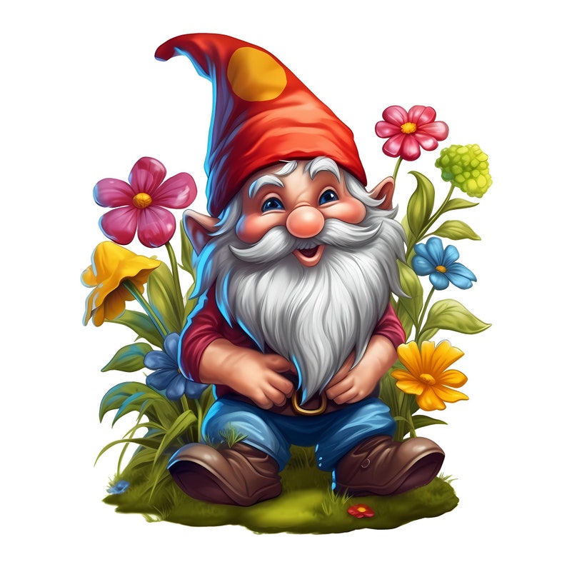Cute Gnome Watercolor PNG Clipart Bundle Floral Cute Gnome - Etsy