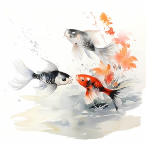 Traditional Chinese Fish Painting Clipart Bundle, Minimalist ...