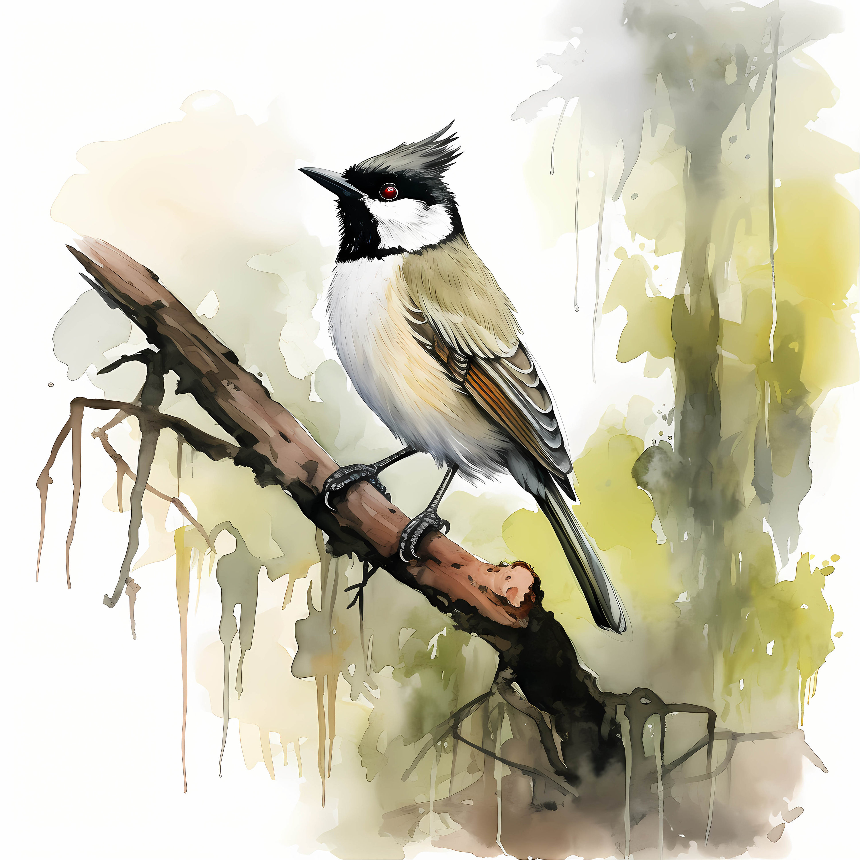 Whiskered Bulbul Watercolor Clipart Bundle, Colorful Whiskered Bulbul ...
