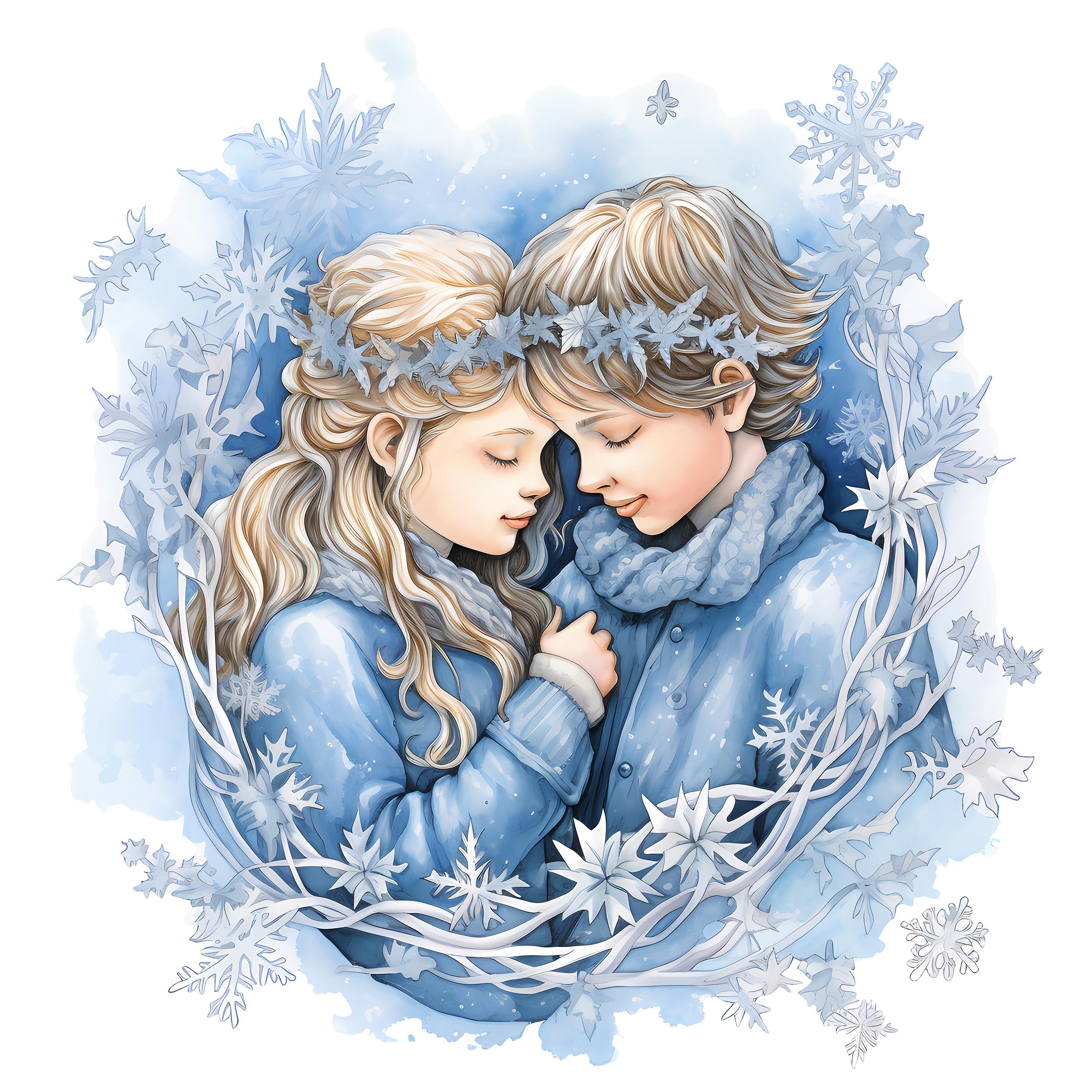 Kids Couple Watercolor PNG Clipart Bundle Beautiful Hugging - Etsy