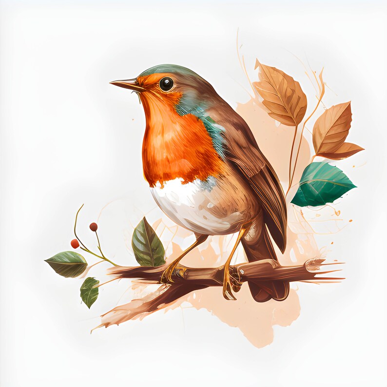 Watercolor Robin Bird Clipart, Robin Bird Set, Cute Colorful Bird ...