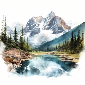 Banff National Park Watercolor Sketch Art Bundle, Banff National Park ...
