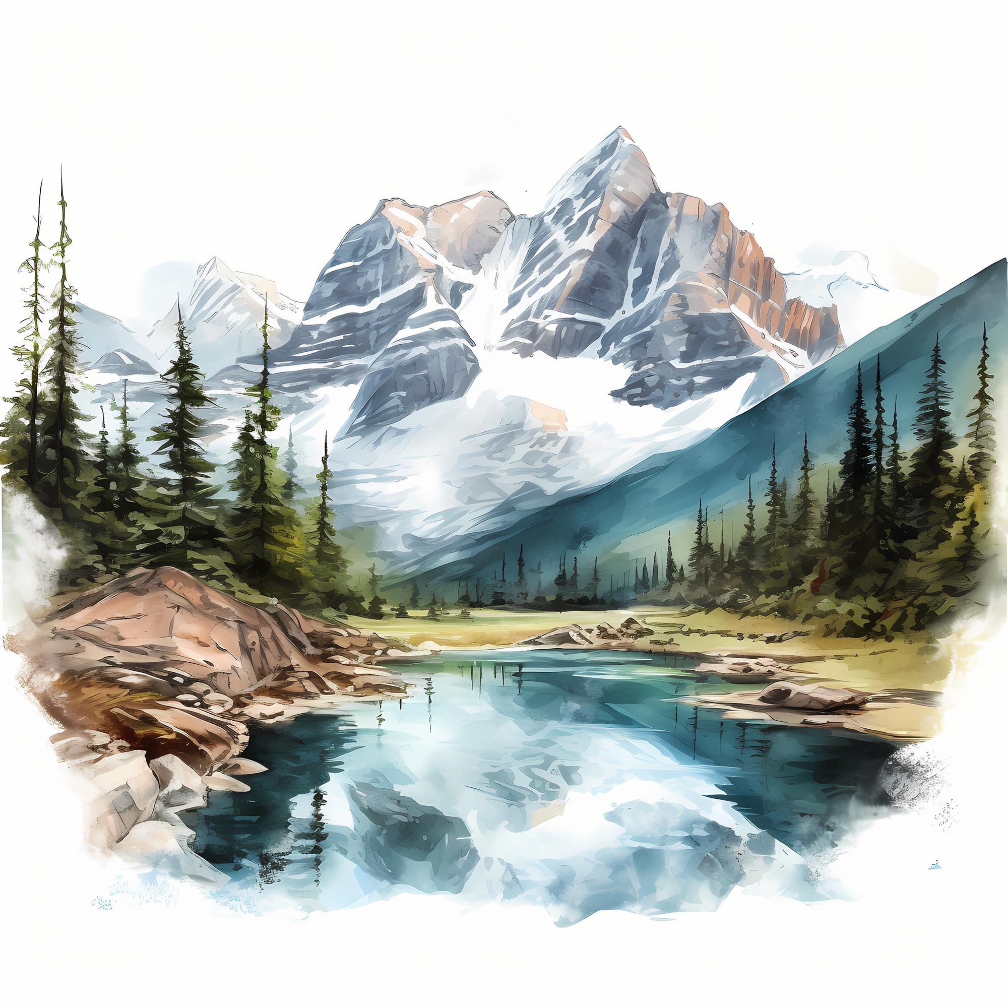 Banff National Park Watercolor Sketch Art Bundle Banff - Etsy