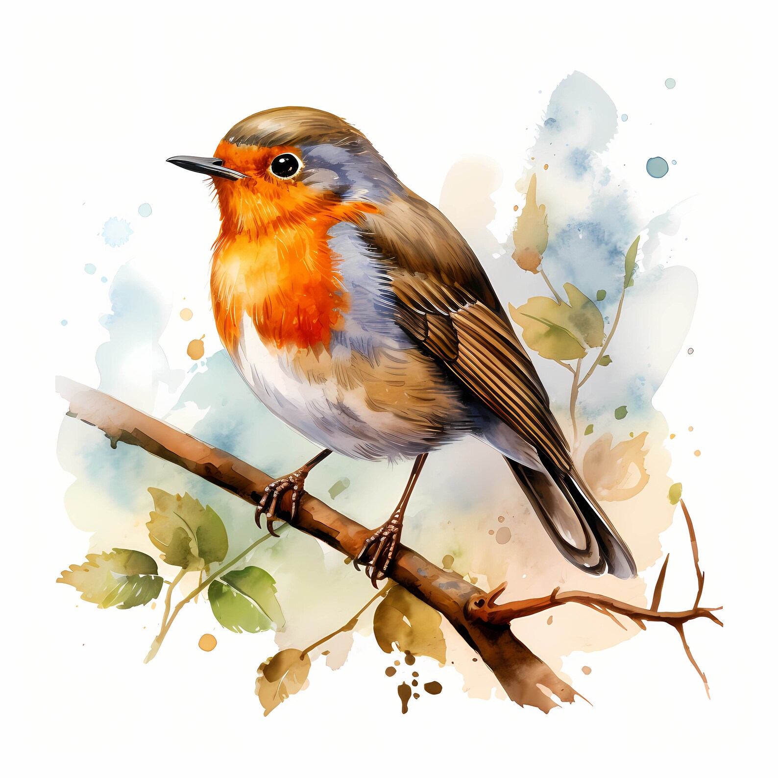 Robin Bird Watercolor Clipart Bundle, Cute Colorful Robin Bird Set ...