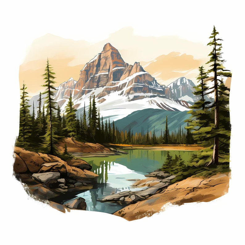 Jasper National Park Watercolor Sketch Art Bundle, Jasper National Park ...