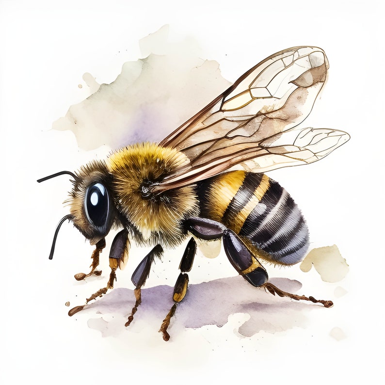 Watercolor Bumblebee Clipart, Cute Garden Honey Bee Clipart, Nursery ...