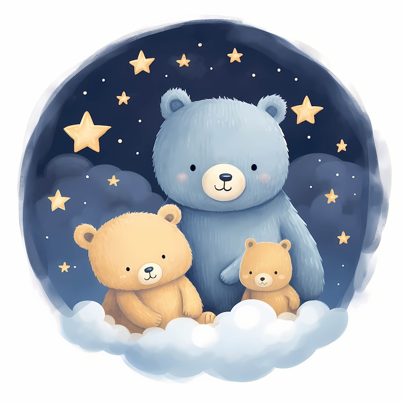 Adorable Sleeping Teddy Bear Clipart Bundle Cute Sleeping - Etsy