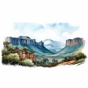 Blue Mountains National Park Watercolor Sketch Art Bundle, Blue ...