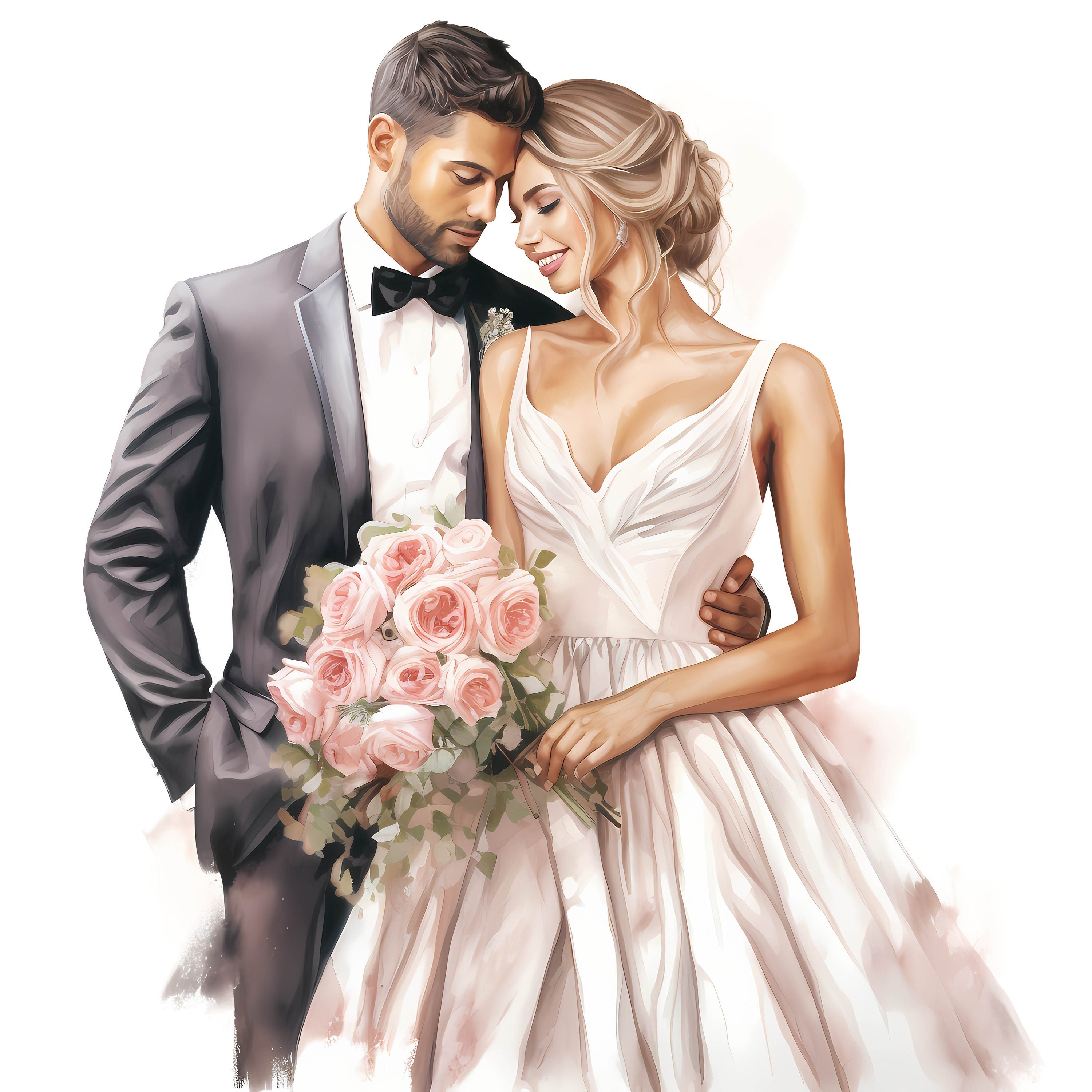 Bride and Groom Watercolor Clipart Bundle Bride and Groom - Etsy