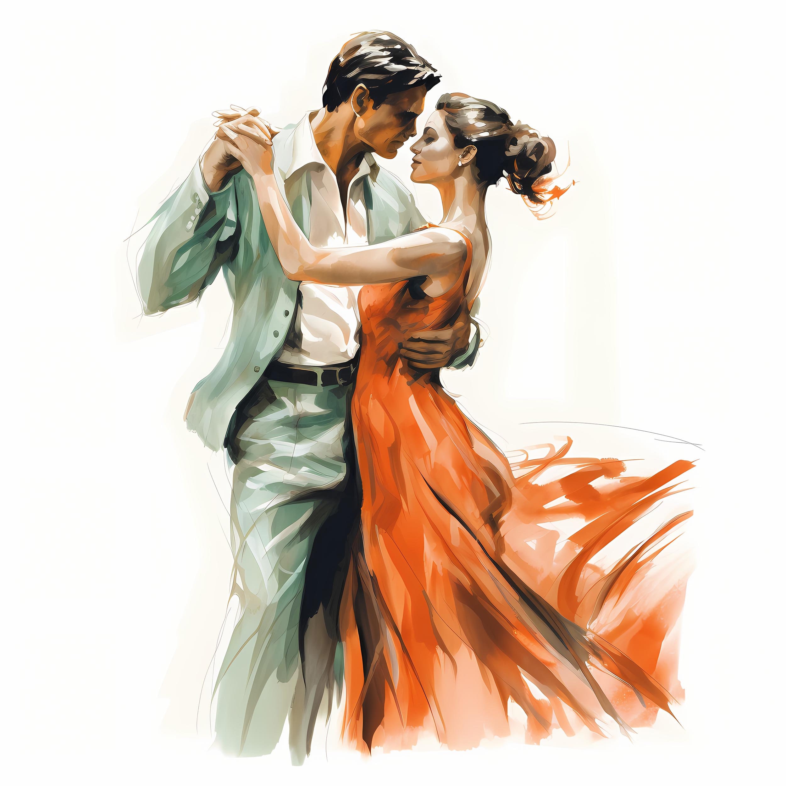 Romantic Dancing Couple Watercolor Clipart Bundle, Beautiful Dancing ...