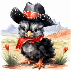 Cute Cowboy Chicken Illustration Bundle, Cowboy Chicken Printable ...