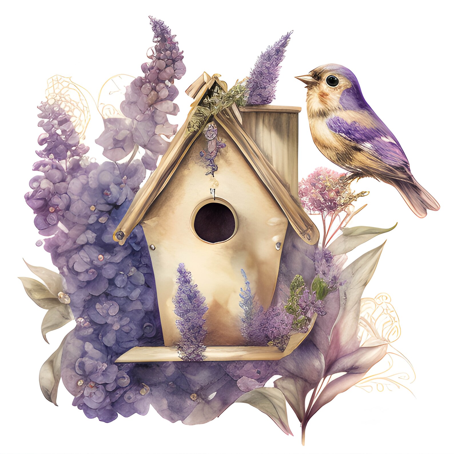 Watercolor Bird Houses Clipart, Springtime Cute Colorful Birdhouses ...
