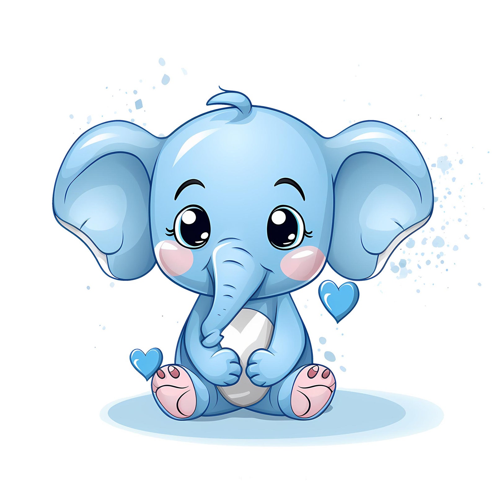 Cute Blue Elephant Watercolor PNG Clipart, Blue Elephant Birthday ...
