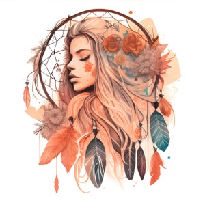 Boho Watercolor Dreamcatchers Clipart, Tribal, Feathers, Boho Style ...