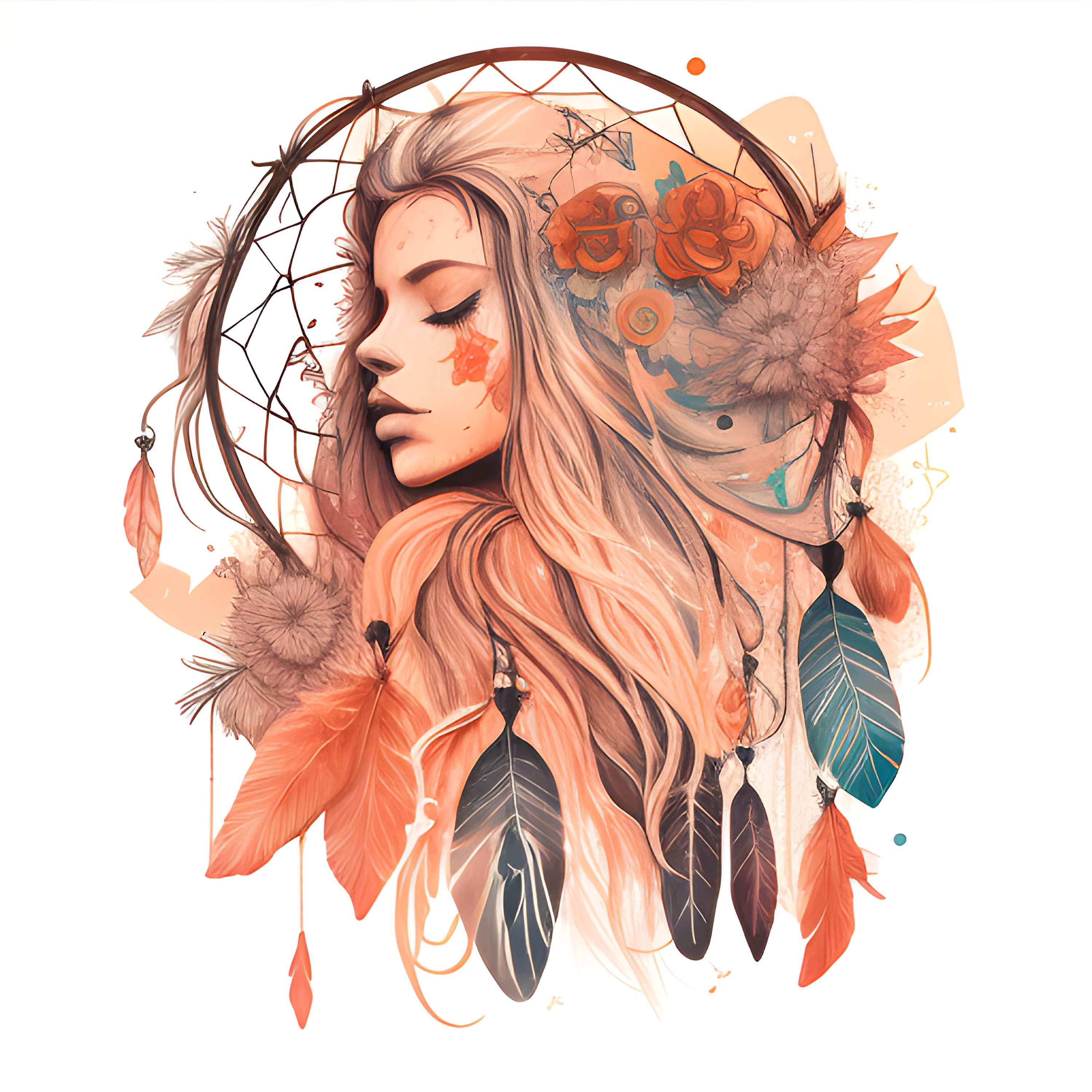 Boho Watercolor Dreamcatchers Clipart, Tribal, Feathers, Boho Style ...