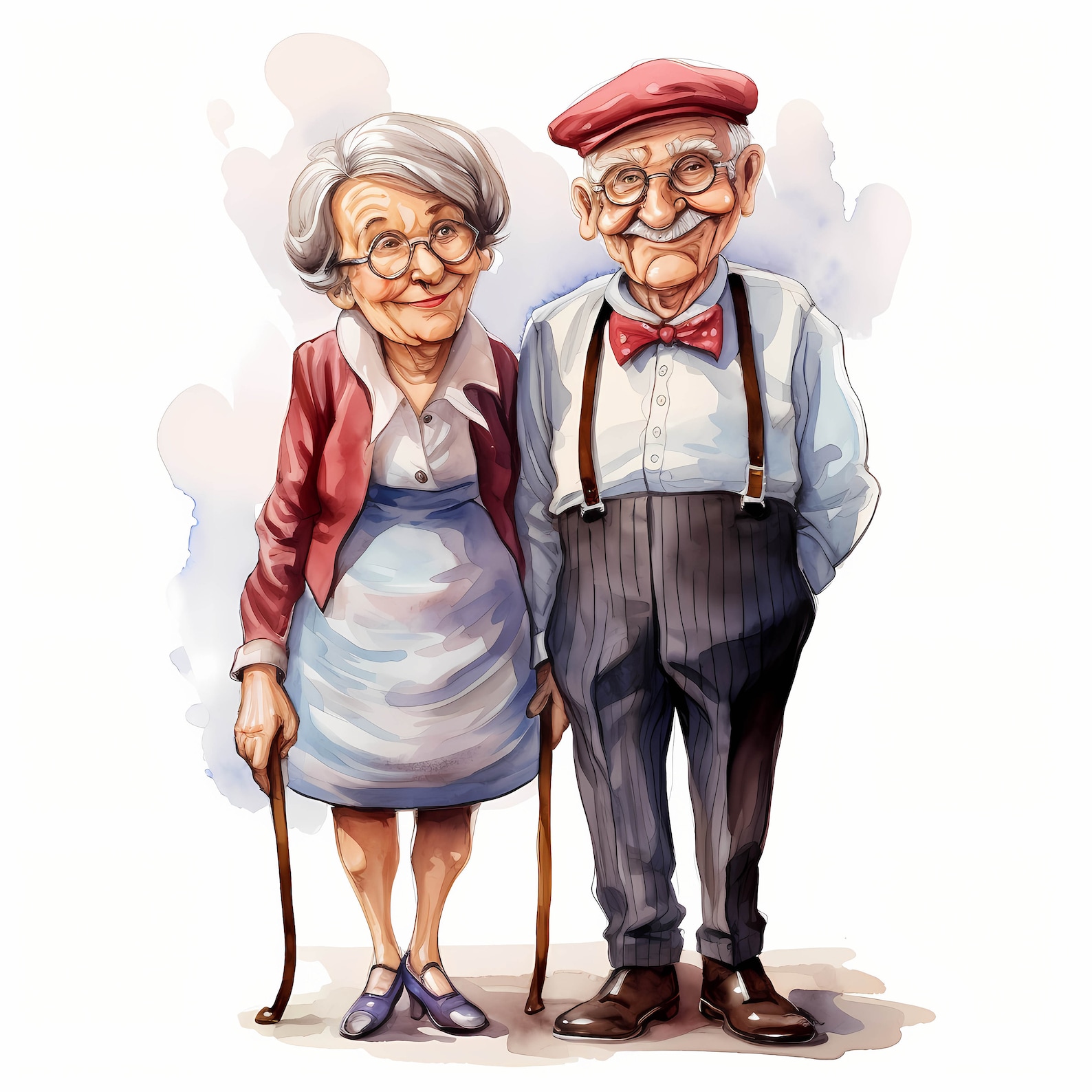 Schattige oma en opa clipart bundel, grappige ouderen cartoon familie ...