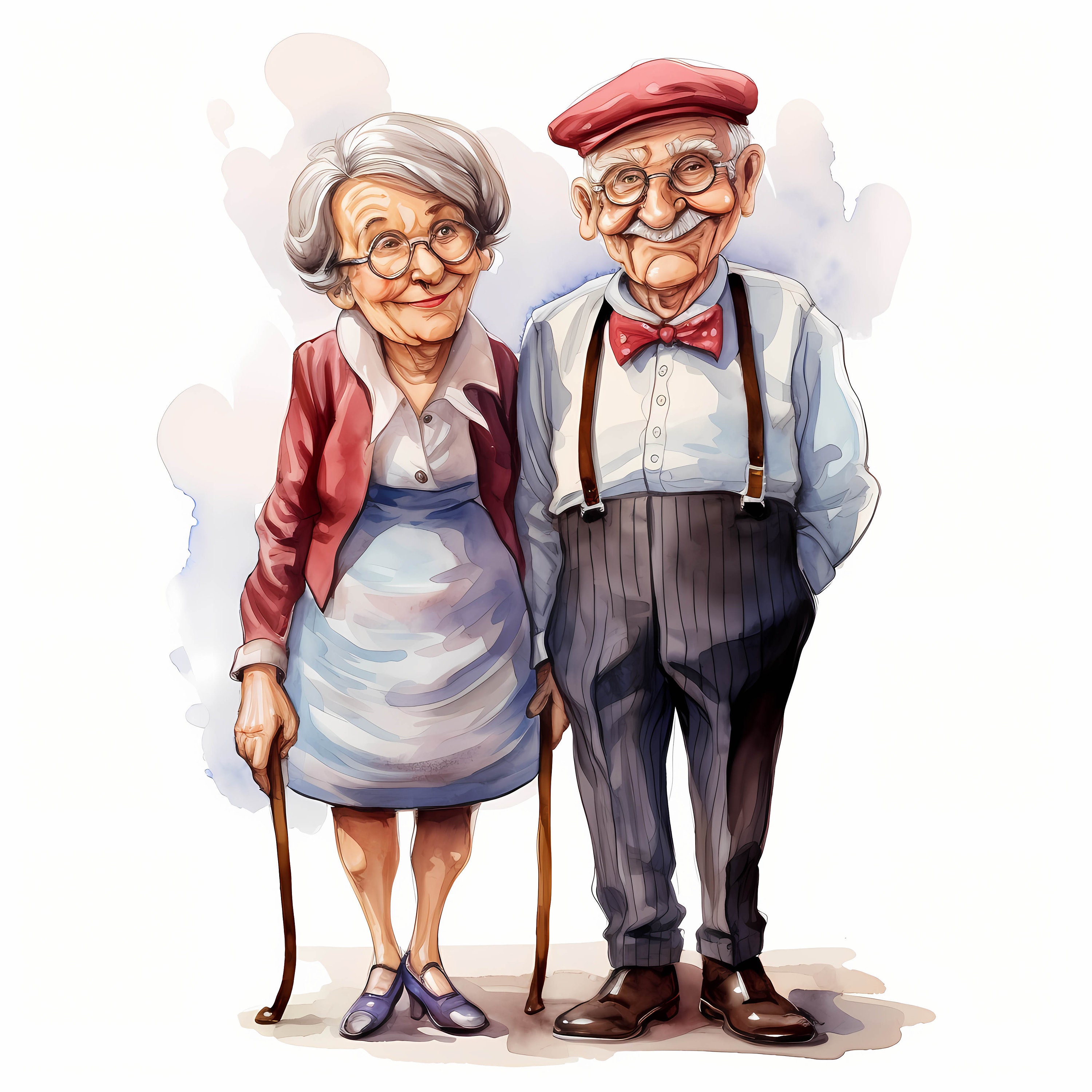 Schattige oma en opa clipart bundel grappige ouderen cartoon - Etsy Nederland