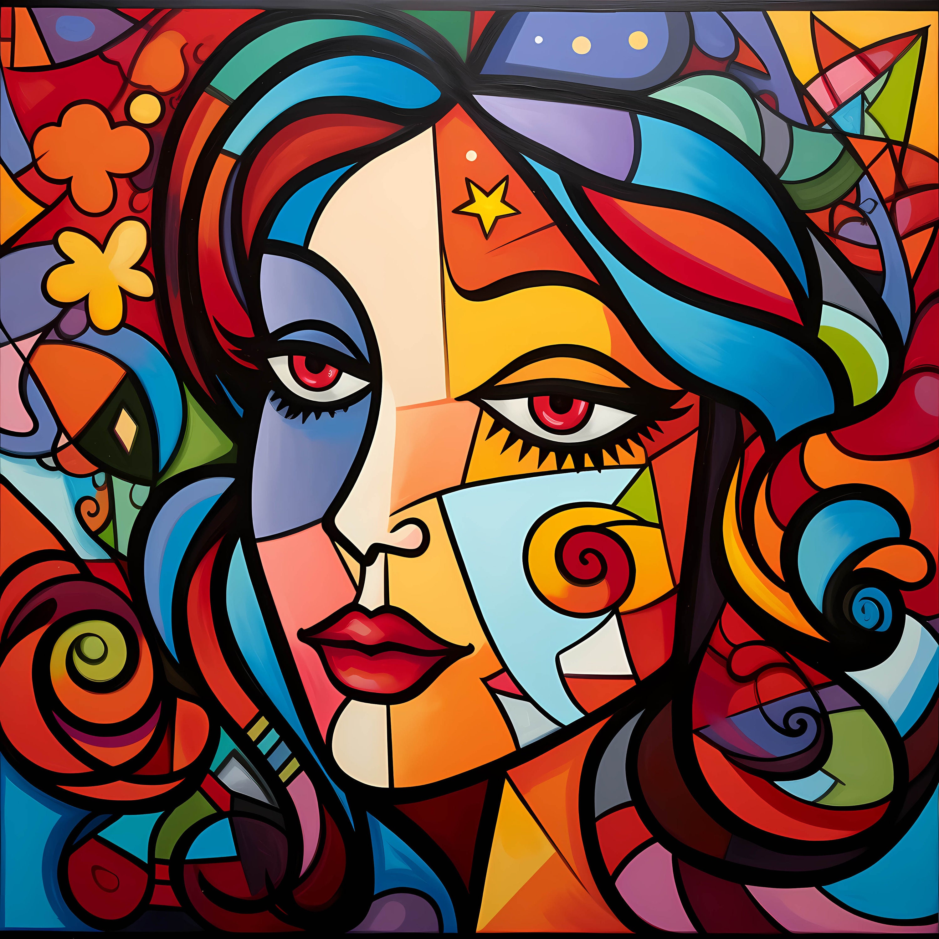 Vibrant Abstract Art Woman Face Board Print Portrait Bundle - Etsy