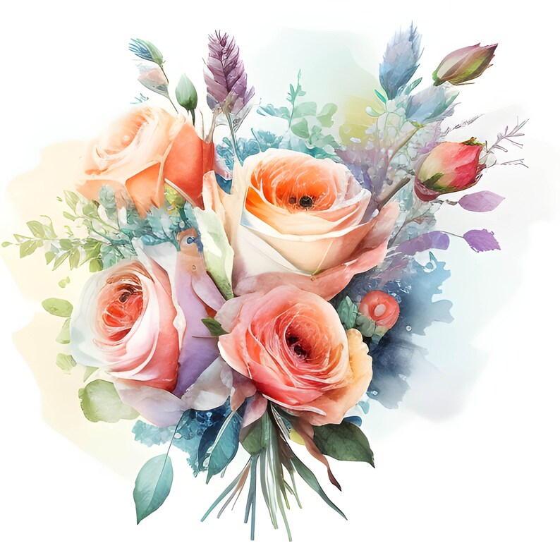 Juliet Rose Watercolor Clipart Watercolor Floral Clipart - Etsy