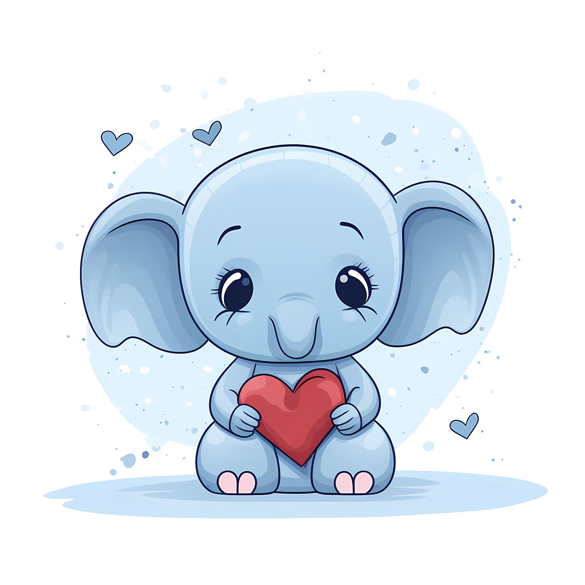 Cute Blue Elephant Watercolor PNG Clipart, Blue Elephant Birthday ...
