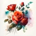 Red Rose Watercolor Clipart Watercolor Floral (Instant Download) - Etsy