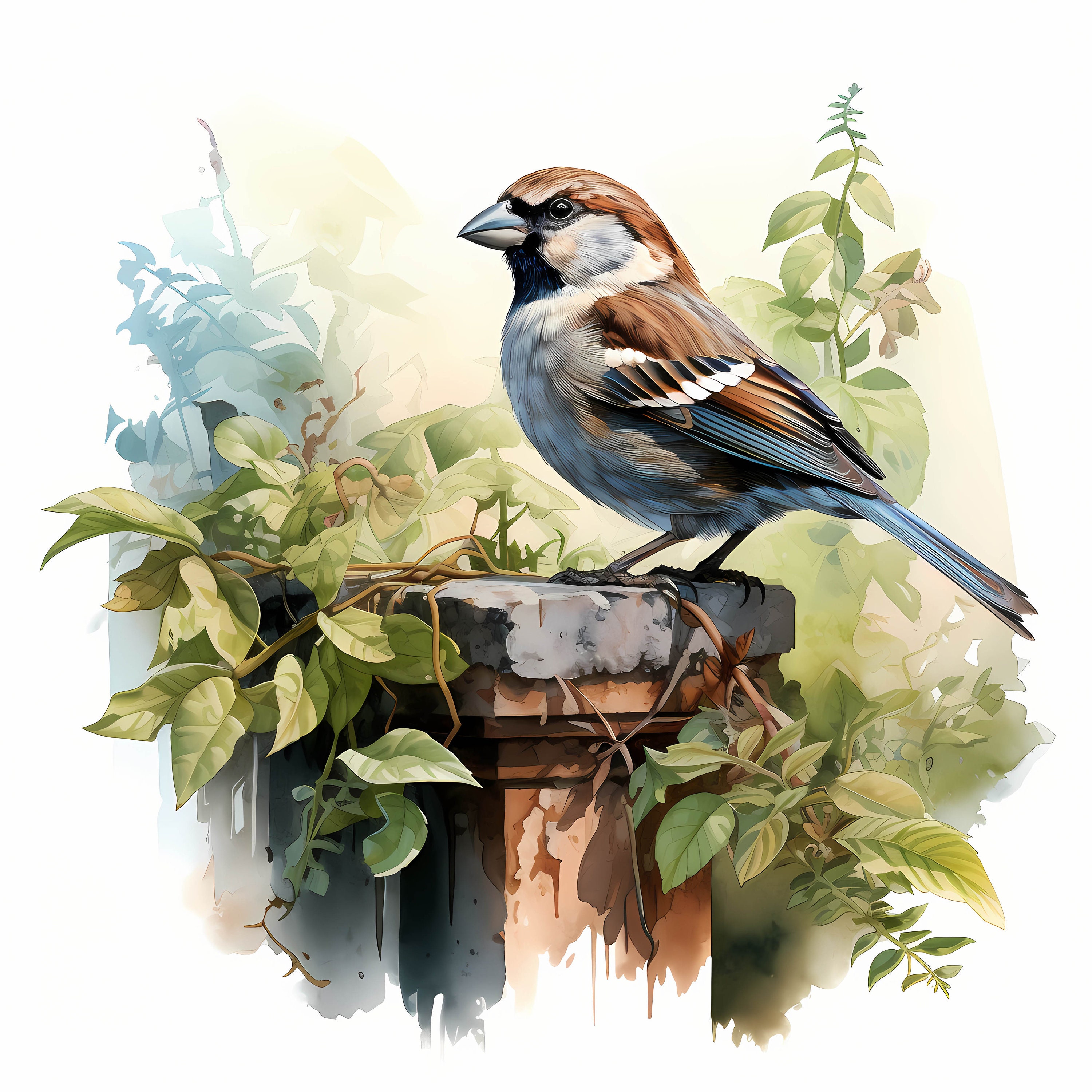 Sparrow Watercolor Clipart Bundle, Colorful Sparrow Set, Nursery Decor ...