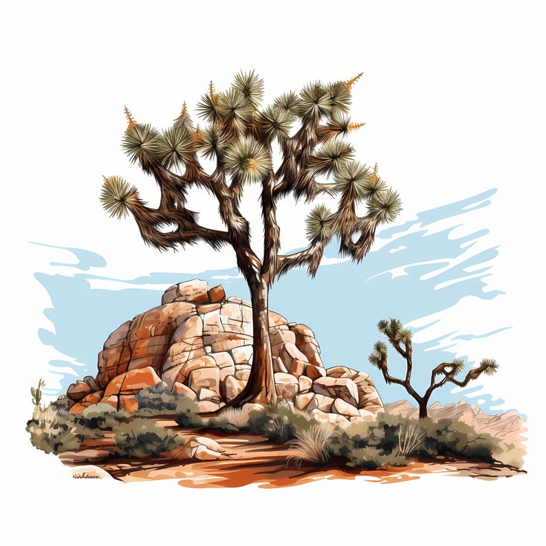 Joshua Tree National Park Watercolor Sketch Art Bundle Joshua - Etsy